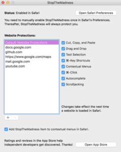 Enable UI features on websites where disabled (Chrome and Safari)